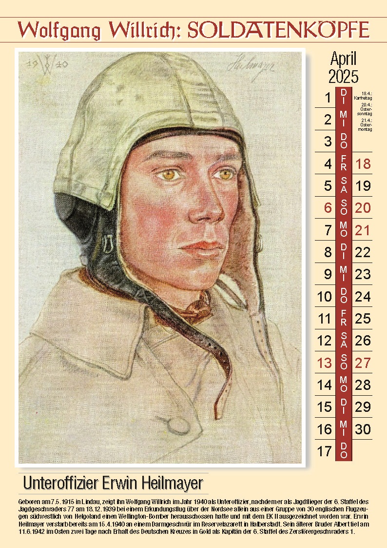Farbbildkalender Wolfgang Willrich: Soldatenköpfe 2025 - Wehrmacht1945.de